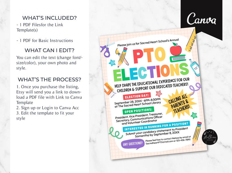 Editable PTA/PTO Election Flyer: School Fundraiser, Volunteer ...