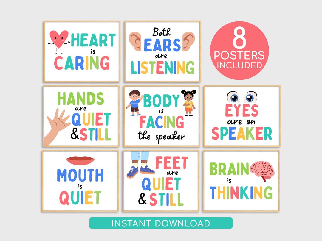 Whole Body Listening Poster Bundle: Classroom Rules, Calm Corner ...