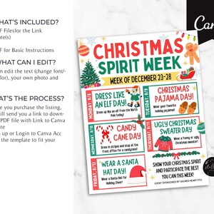 Editable Christmas Spirit Week Itinerary: School Holiday Planner (CANVA ...