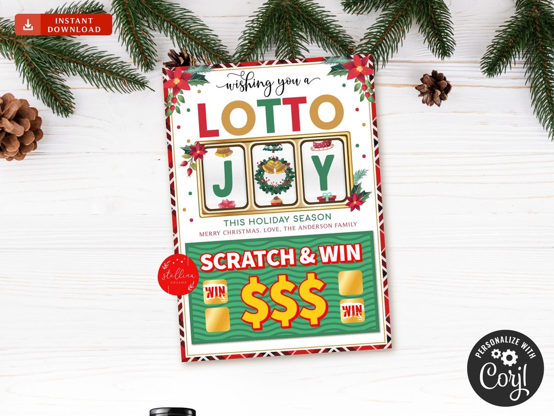 Editable Christmas Lottery Gift Card Holder Printable Wishing You a ...