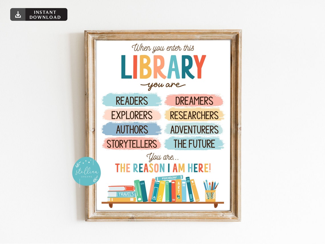 School Library Classroom Poster Librarian Decor Technology - Etsy Australia
