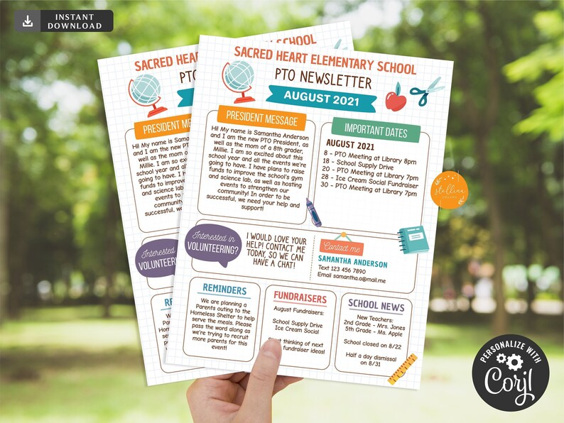 August PTO PTA Newsletter Flyer Classroom Printable Handout - Etsy