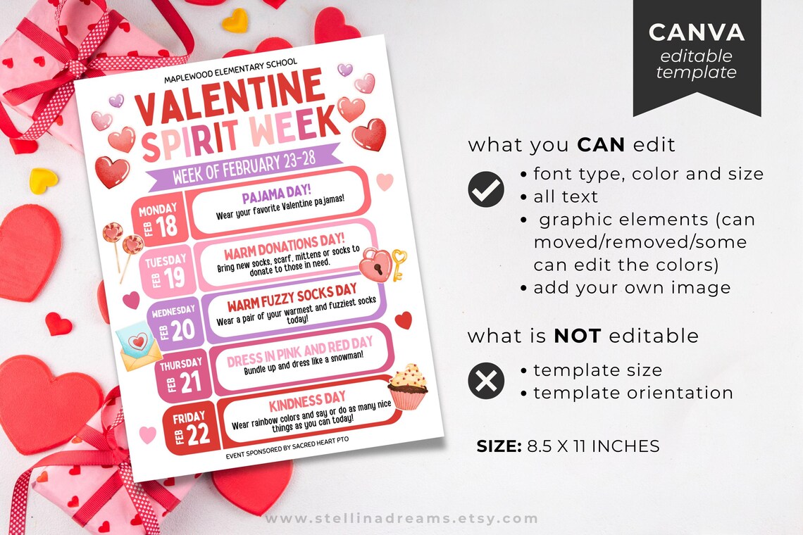 Valentine Spirit Week Schedule | School Dress up Days Itinerary | PTA ...