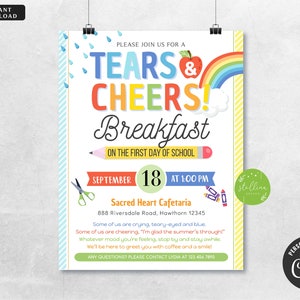 Tears and Cheers Breakfast Invitation, Printable PTA PTO Flyer Invite ...