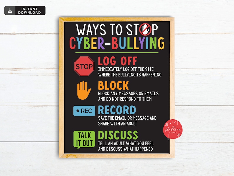 Anti Cyber-bullying Poster Computer Lab School Sign Classroom - Etsy ...