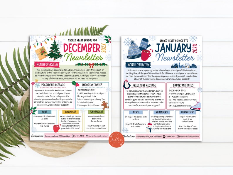 Editable Yearly Pto Pta Newsletter Template Set, Classroom Printable ...