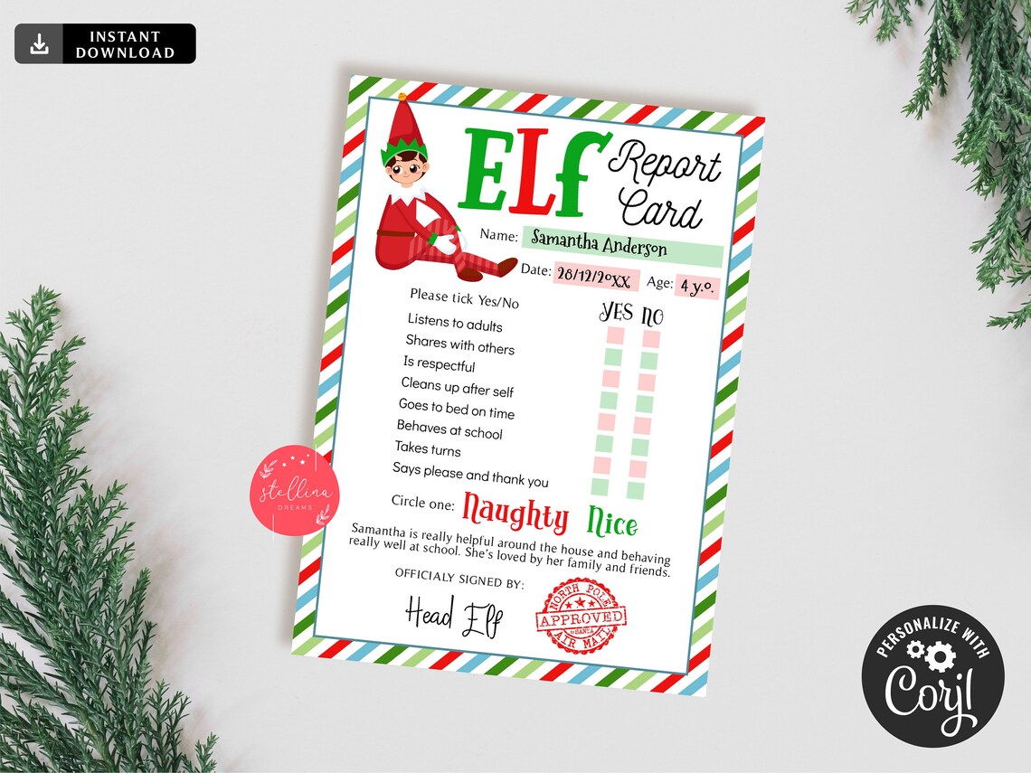 EDITABLE Elf Report Card Elf Letters Elf Letters INSTANT - Etsy