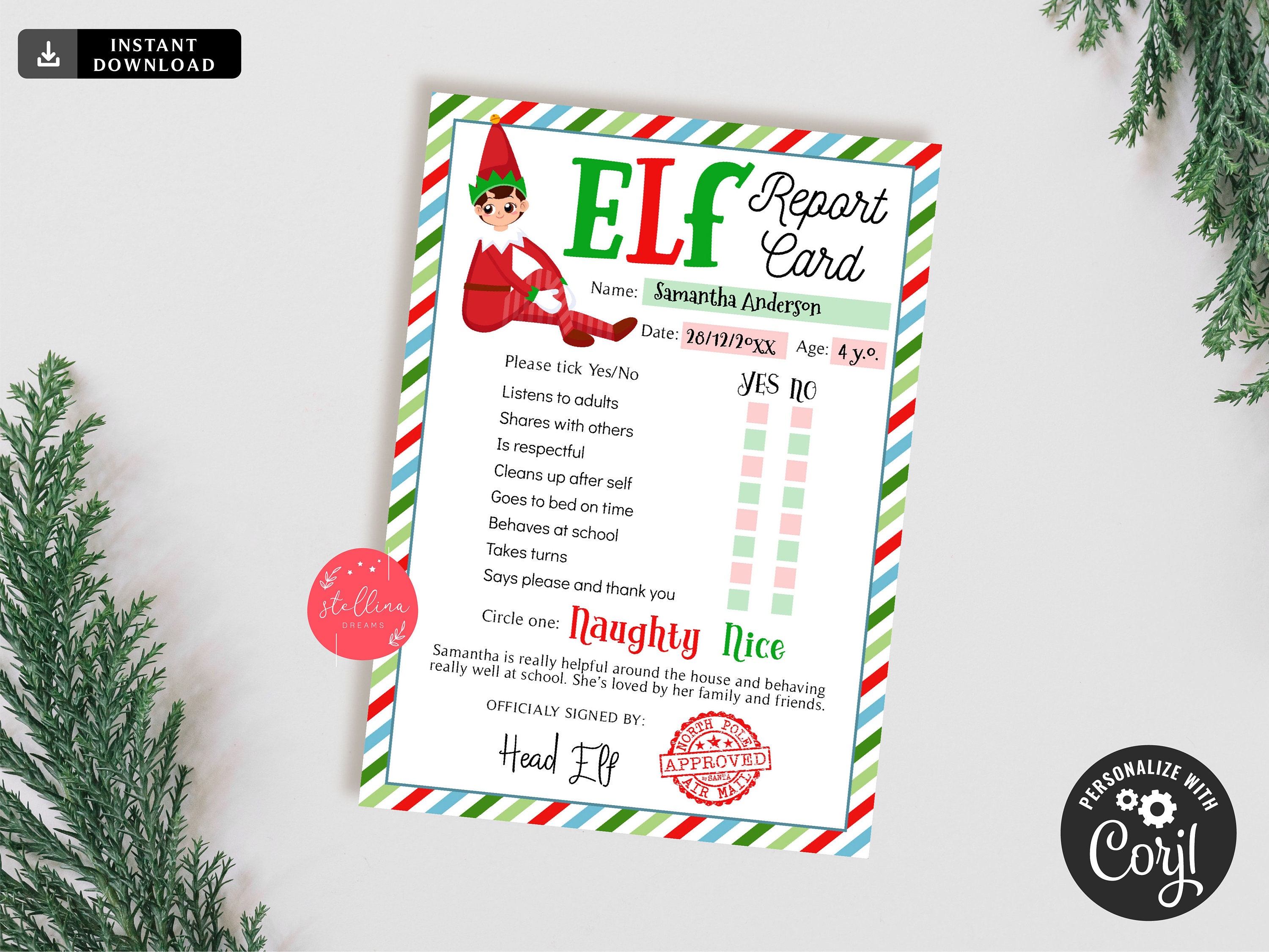EDITABLE Elf Report Card, Elf Letters, Elf Letters, INSTANT DOWNLOAD ...