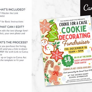 Editable Christmas Cookie Decorating Fundraiser Flyer, Printable Holiday Invitation, Xmas Church ...