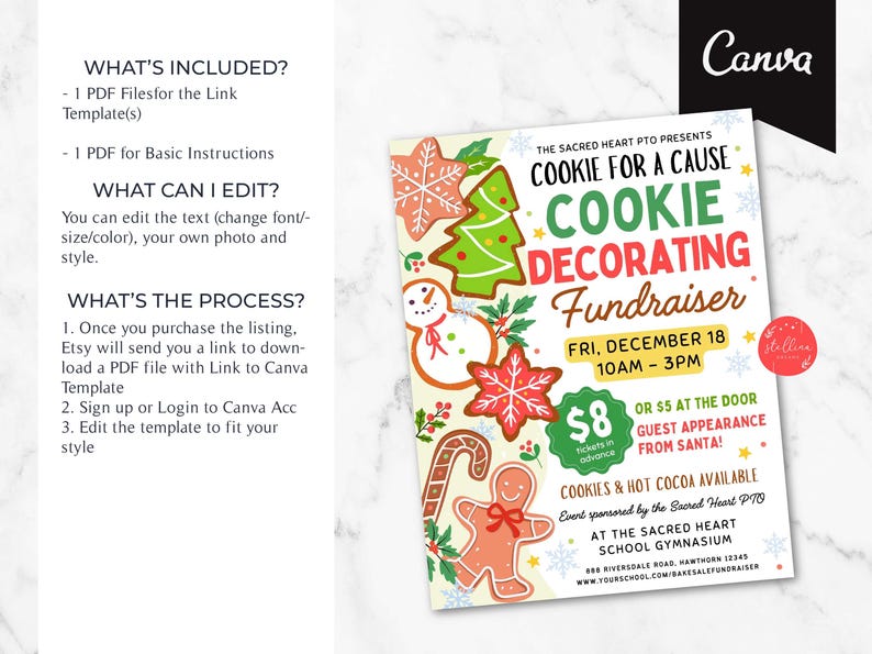 Christmas Cookie Decorating Fundraiser Flyer: Editable Canva Template ...