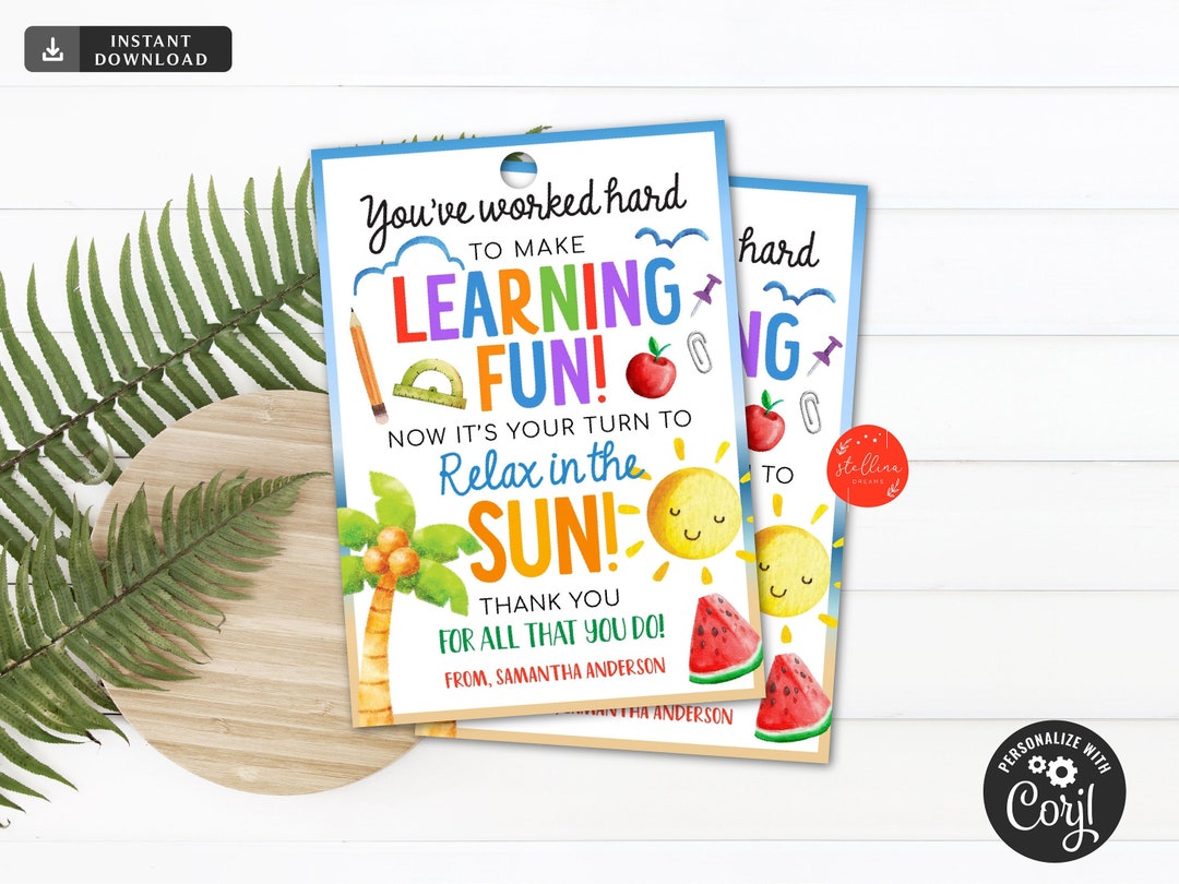 School's Out Summer is Here Teacher Thank You Tags, Teacher ...