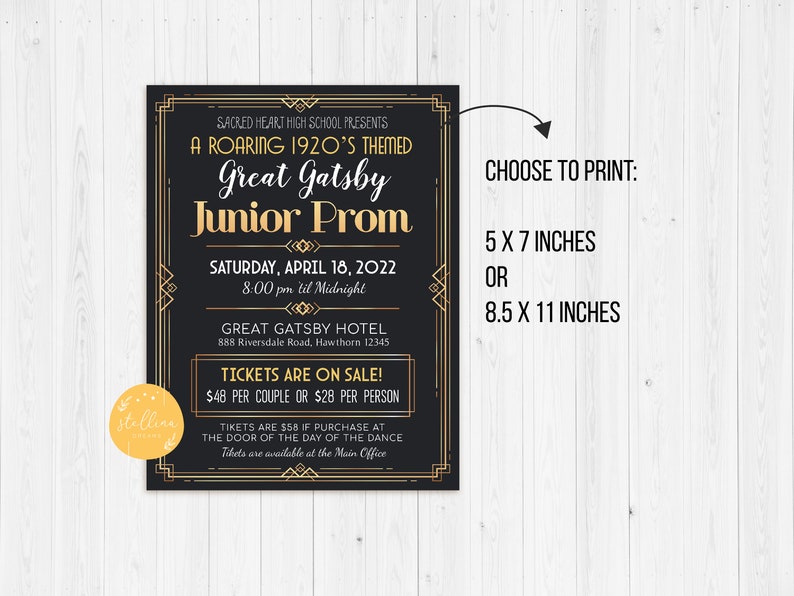 EDITABLE Prom Set Ticket Roaring 1920's Great Gatsby - Etsy