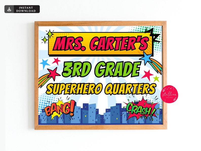 Editable Superhero Teacher Door Sign: Custom Classroom Decor (CANVA ...
