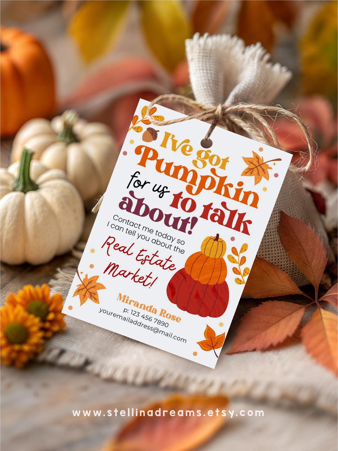 Editable Halloween Pumpkin Realtor Gift Tags, I've Got Pumpkin for Us ...