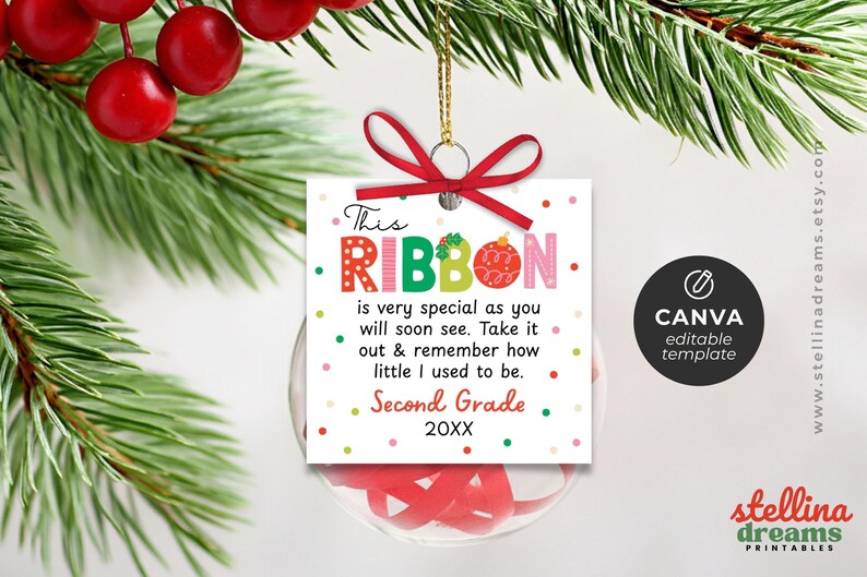 Ribbon Height Keepsake Ornament Tag, Christmas Measurement Parent Gift ...