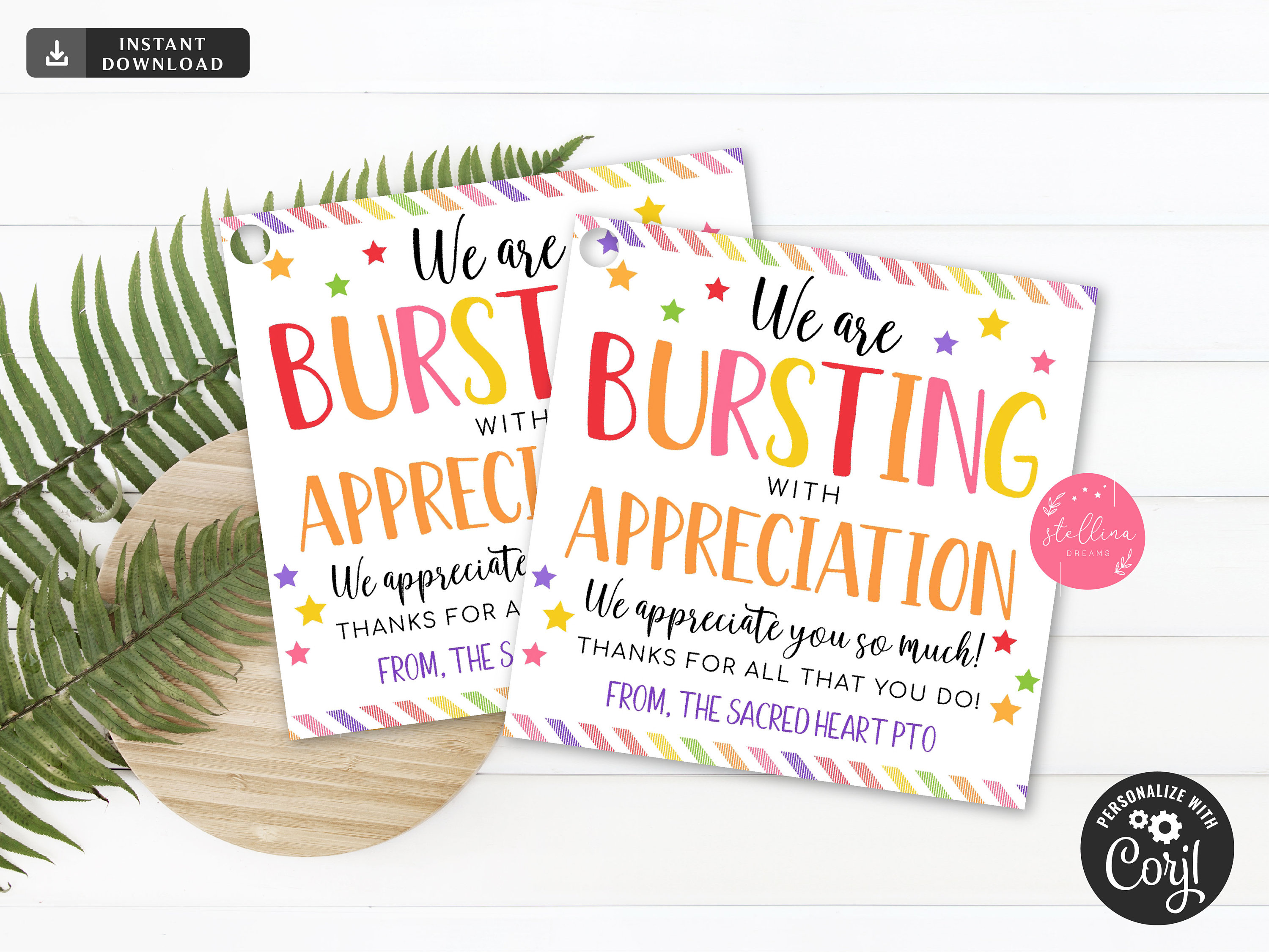 Bursting With Appreciation Candy Star Card EDITABLE - Etsy