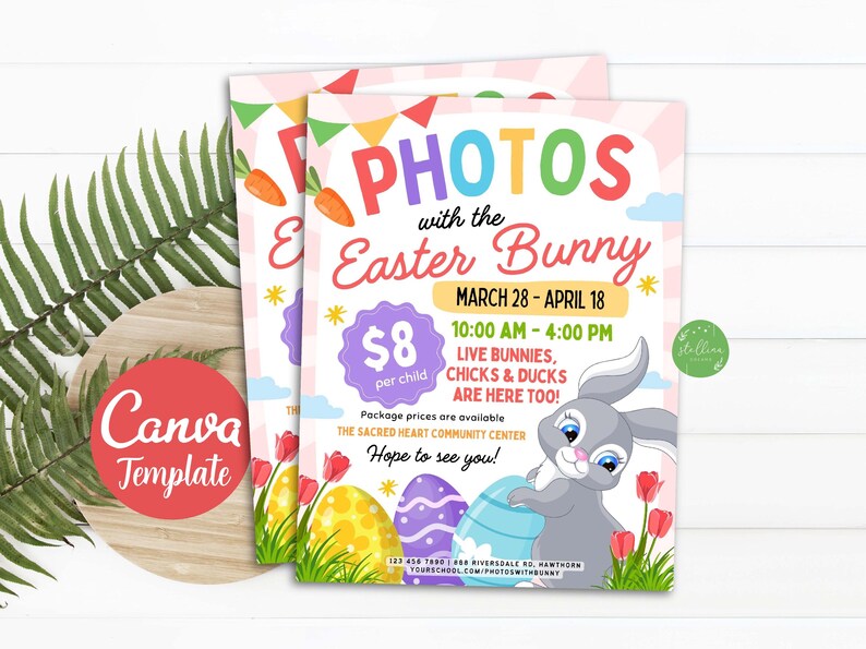 Photo With the Easter Bunny Flyer, Fundraiser Event, Editable Canva ...