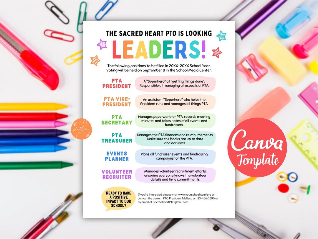Editable PTO PTA Elections Flyer Template, Volunteer Board Member ...