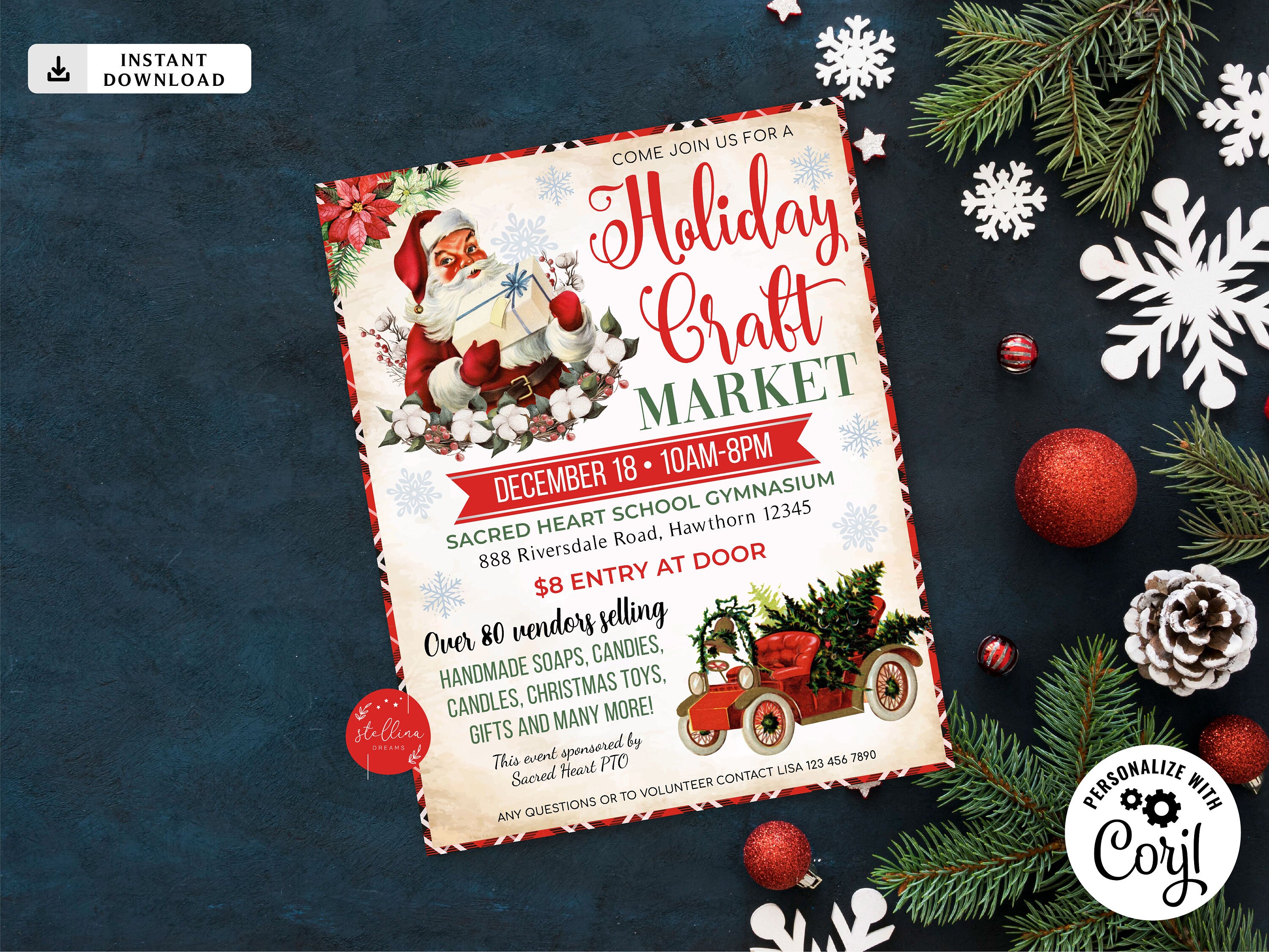 Holiday Craft Fair Flyer Christmas Craft Show Invitation - Etsy Australia