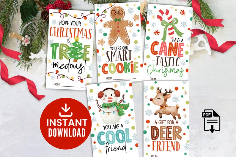 Christmas Classmate Gift Tags Set | Printable Kids Friend Tags | Candy ...