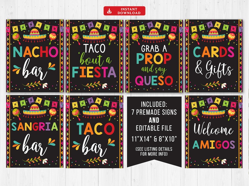 Editable Fiesta Signs Printable Mexican Theme Party Decor - Etsy