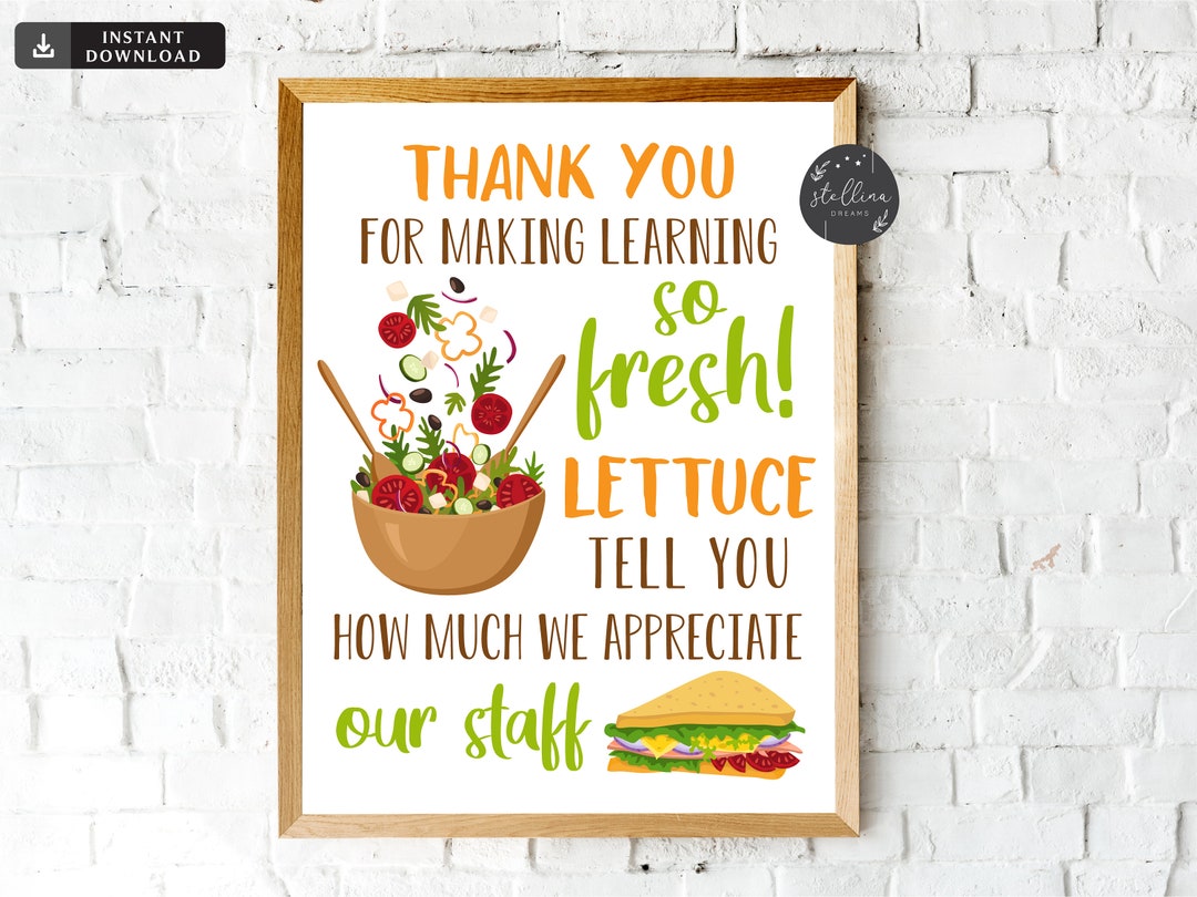 Staff Teacher Appreciation Week Lunch Decor, Salad Sign, Thank You for ...