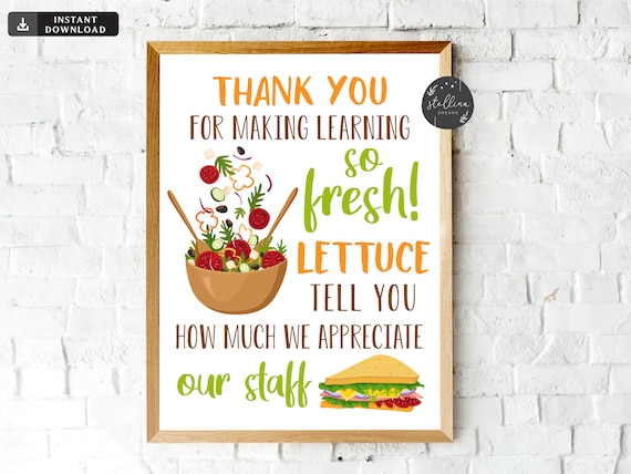 Staff Teacher Appreciation Week Lunch Decor Salad Sign Thank - Etsy