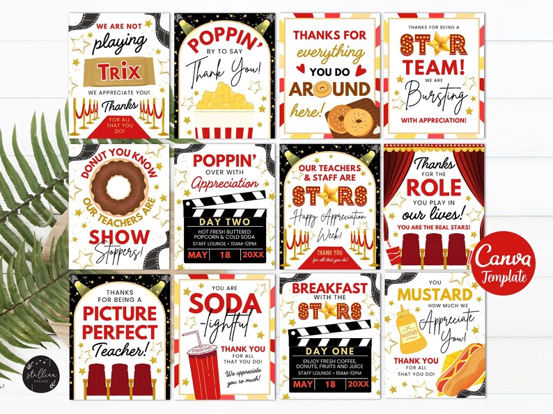 Editable Bundle Teacher Appreciation Movie Themed Decor Posters, Cinema ...