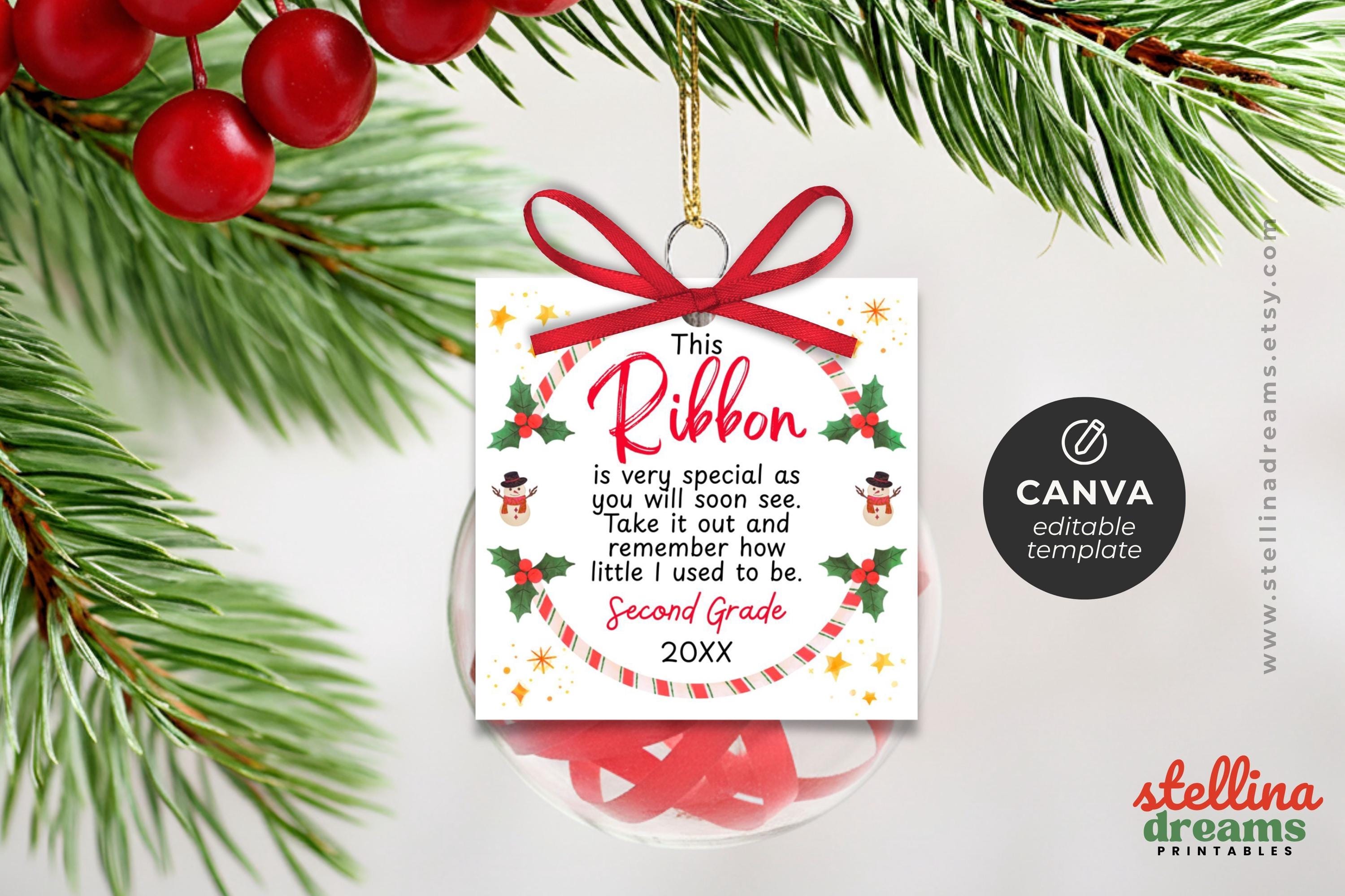 Height Ribbon Ornament Tag, Keepsake Christmas Decoration, Editable ...