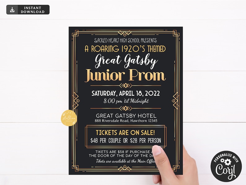 EDITABLE Prom Set Ticket Roaring 1920's Great Gatsby - Etsy