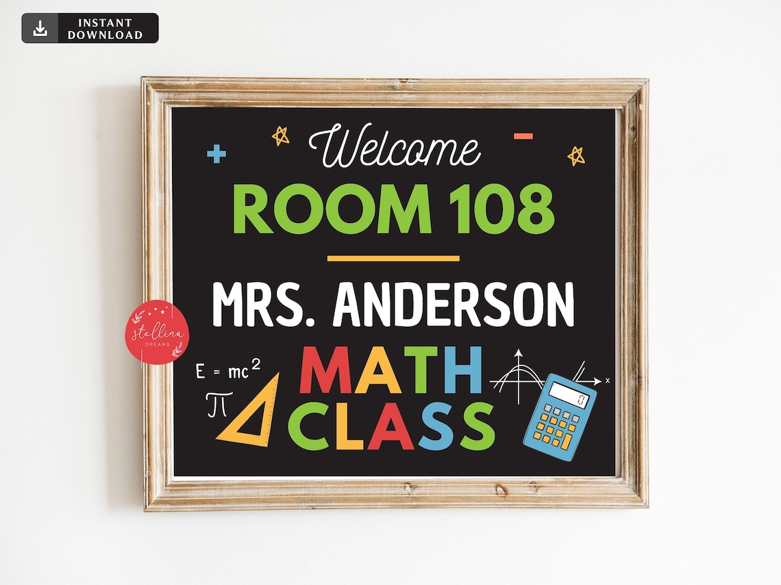 MATH Teacher Classroom Door Sign EDITABLE Classroom Sign - Etsy Australia