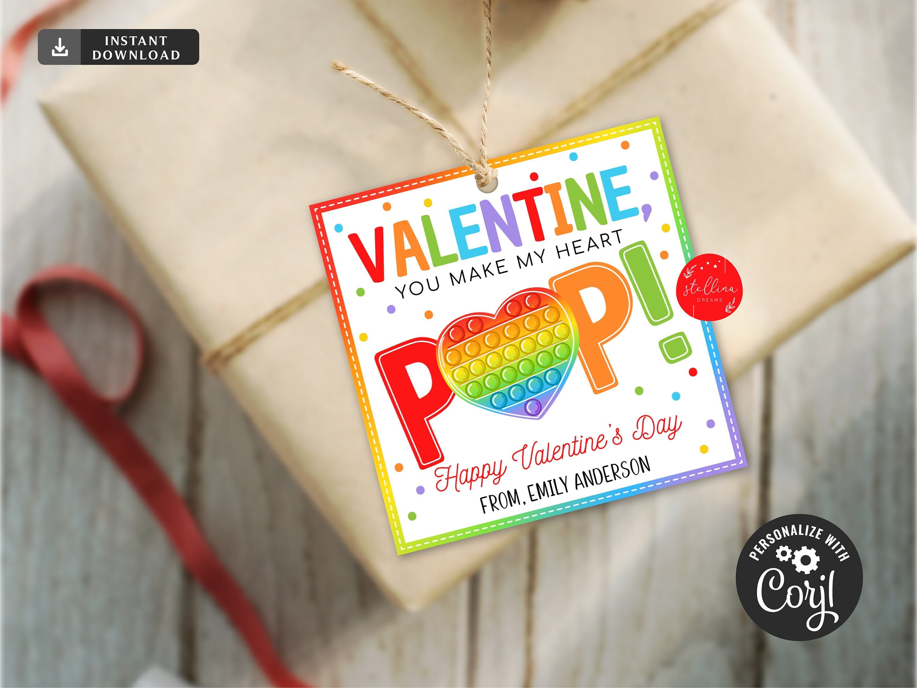 Pop-it Gift Labels Valentine's Day, Valentine Pop It Gift Tag, Pop Its ...