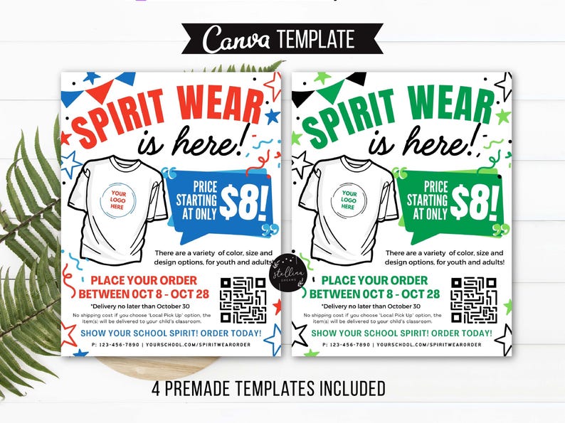 EDITABLE School Spirit Wear Fundraiser Flyer, Clothing T-shirt Sale ...