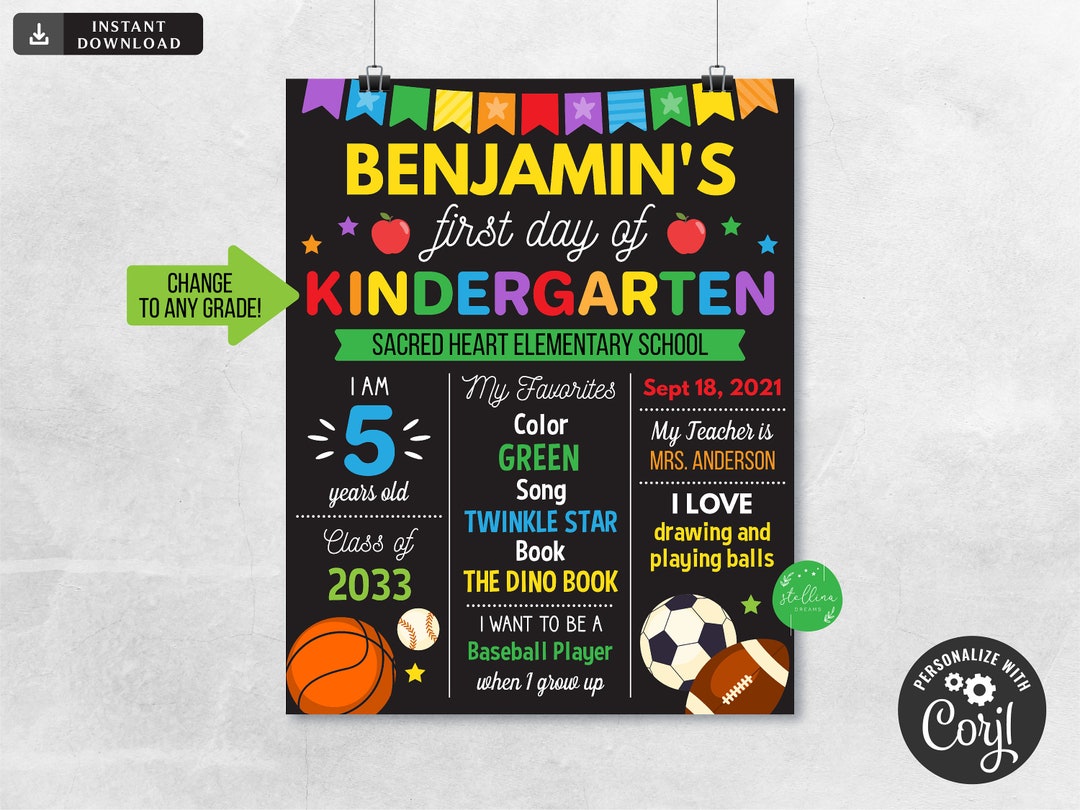 EDITABLE Sports First School Photo Prop, Printable Back to School ...