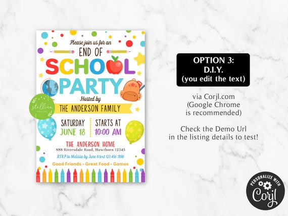 School Friends Get Together Invitation Cards