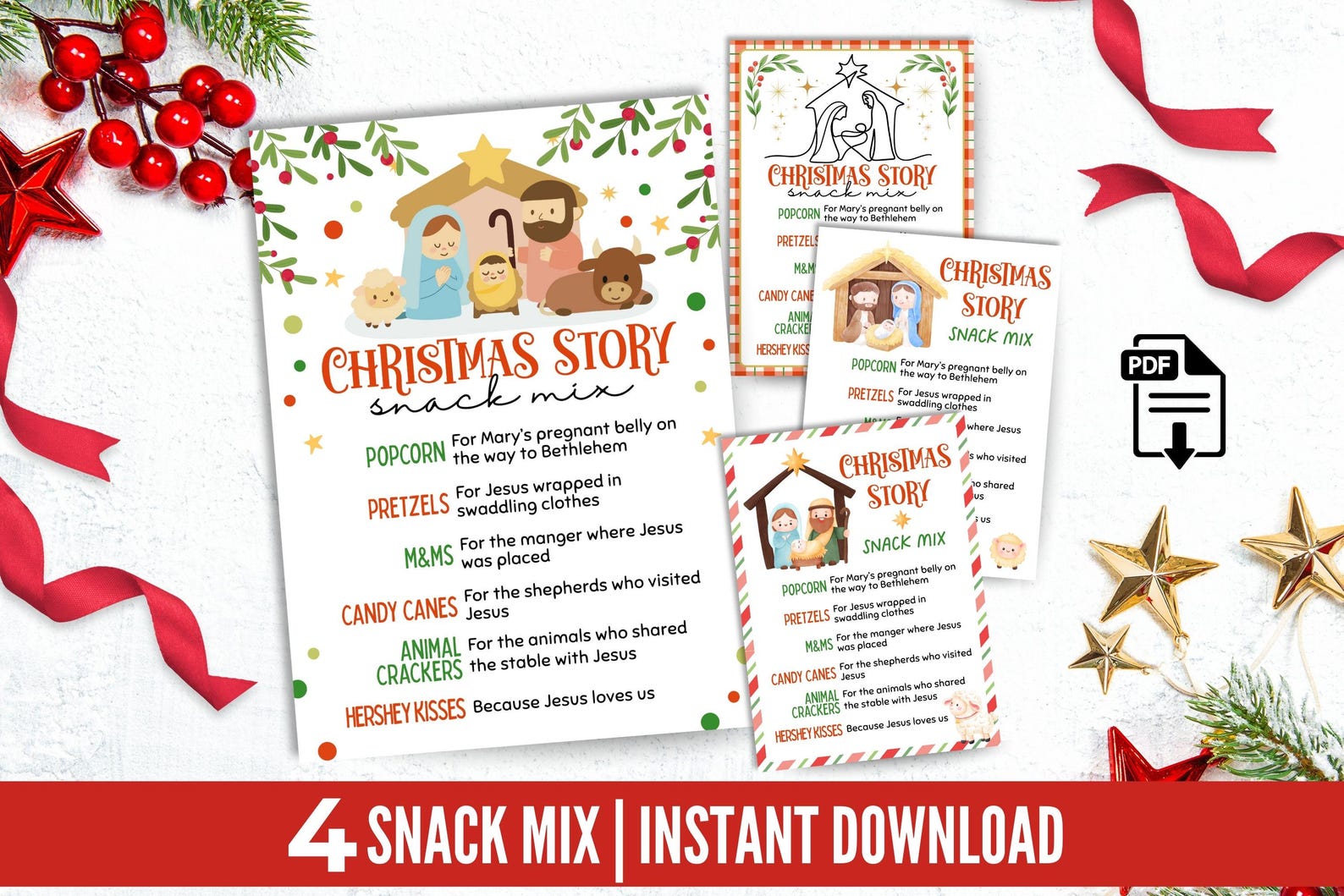 Nativity Snack Mix Printable Labels | Christmas Story Treat Tags ...