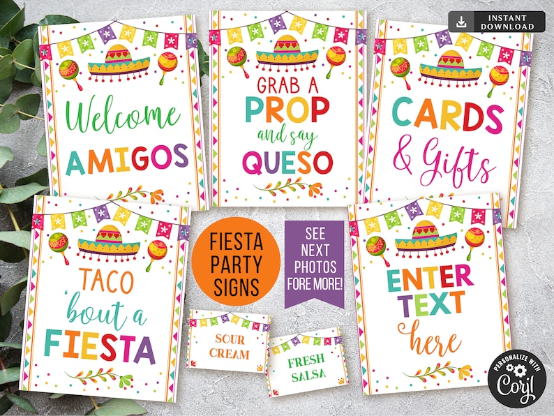 Printable Mexican Theme Party Decor Editable Fiesta Signs - Etsy
