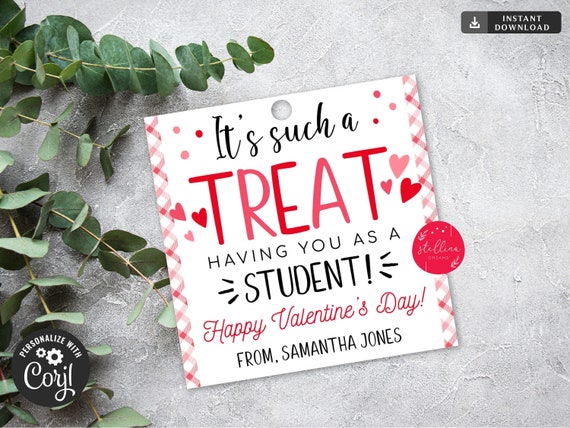 Such A Treat Having You as A Student Valentine's Day Tags | Etsy