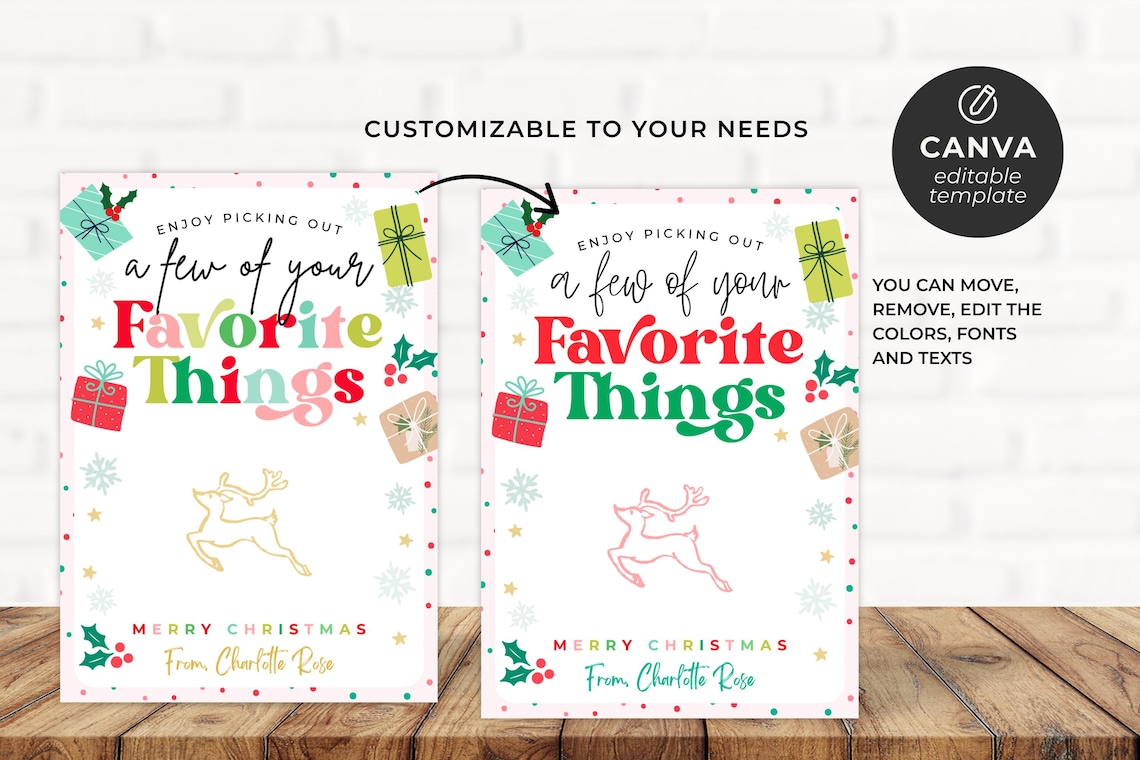 Favorite Things Christmas Gift Card Holder Printable | Holiday Teacher ...
