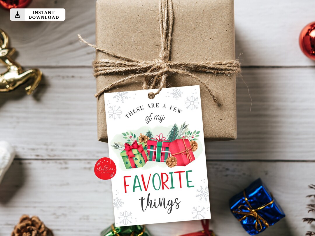 Favorite Things Party Gift Tags, Teacher, Girl's Xmas Party Ladies ...