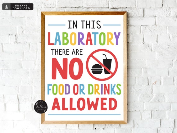 Laboratory Poster Science Classroom Decor No Food or Drinks - Etsy