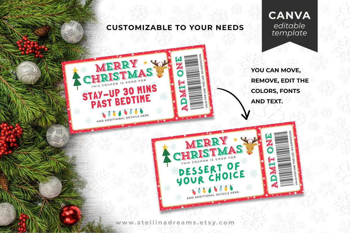 Editable Christmas Coupons for Kids, Printable Coupon Book, Kids ...