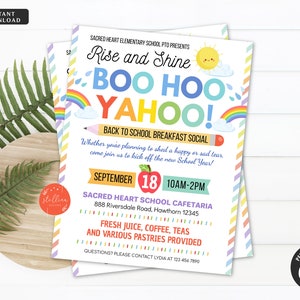 Boo Hoo Yahoo Breakfast Social Printable PTA PTO Flyer Invite School ...