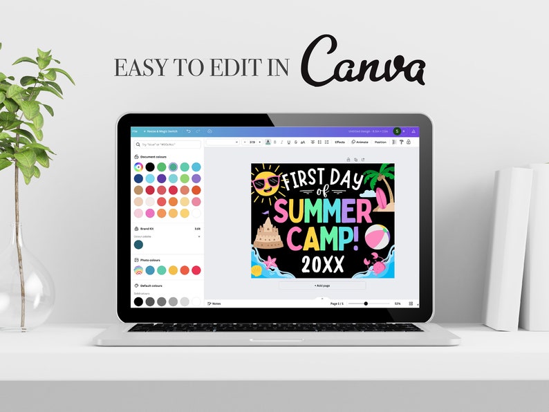 Editable First Day of Summer Camp Sign: Photo Prop, CANVA Template ...