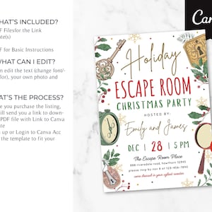 Editable Holiday Escape Room Invitation Christmas Party Invitation ...