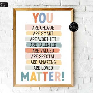 You Matter Classroom Poster, Therapist Office, School Office Decor ...