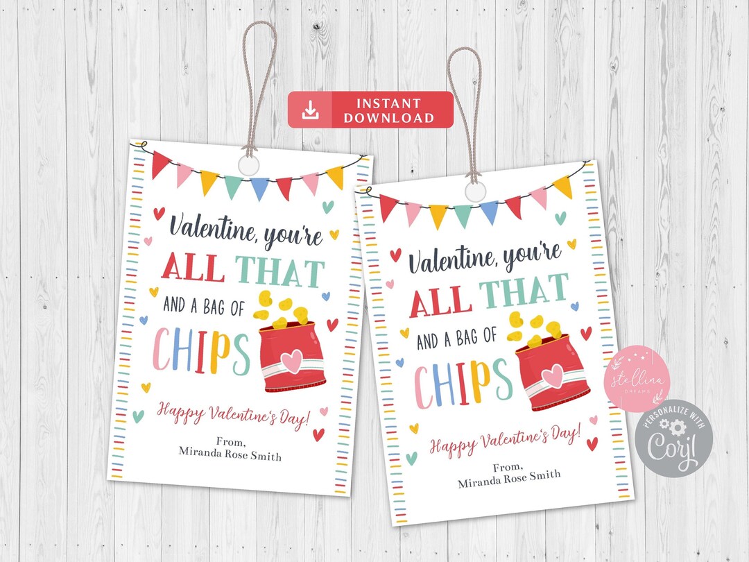 Valentines Chip Tags, Staff Appreciation Labels, Valentine Gift Tag ...