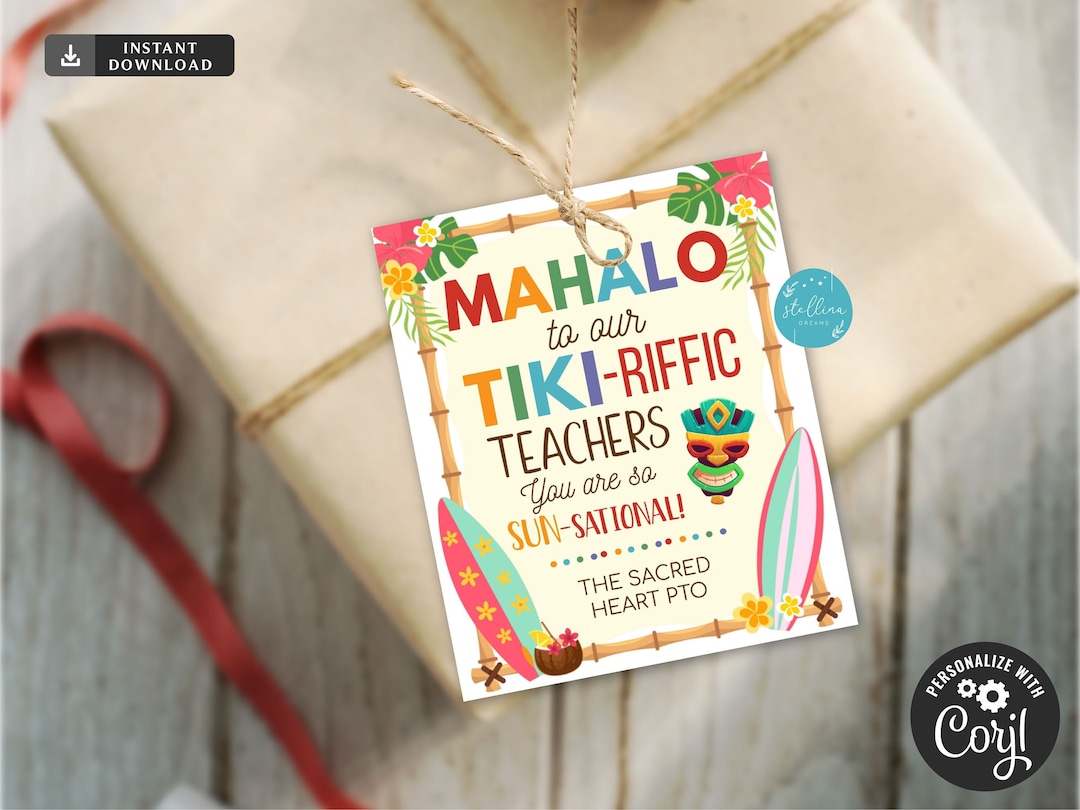 Hawaiian Theme Thank You Tag, Thanks for Being Sun-sational, Tropical ...