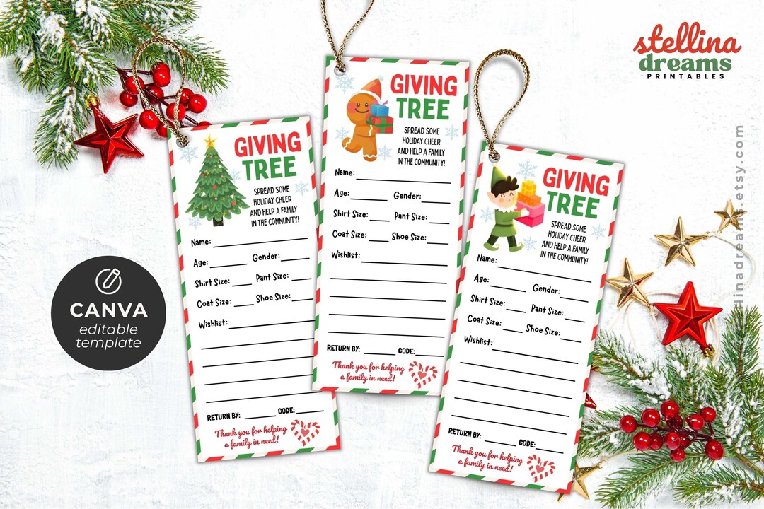 Giving Tree Tags Editable | Angel Tree Tags | Christmas Toy Drive ...