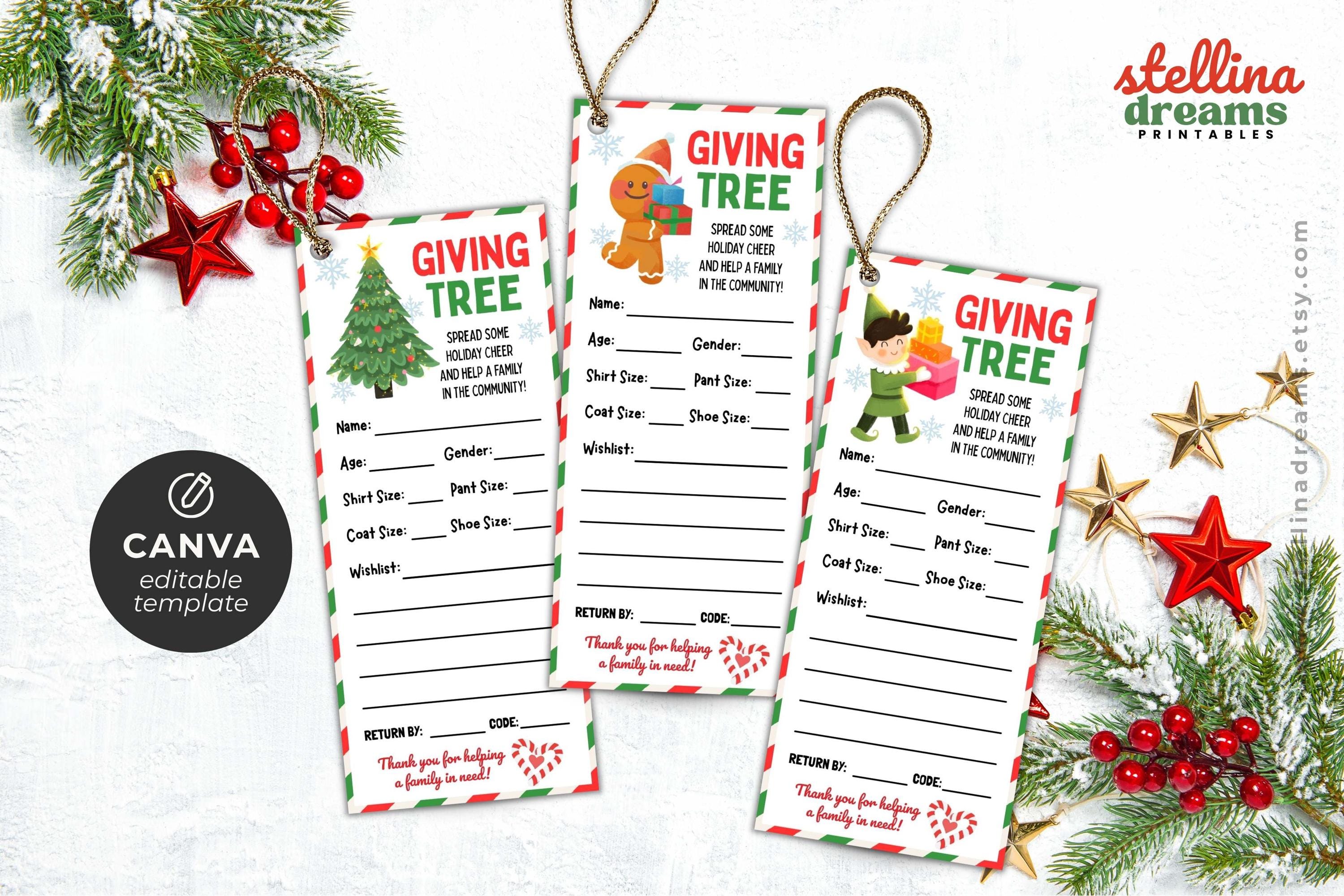 Giving Tree Tags Editable | Angel Tree Tags | Christmas Toy Drive ...